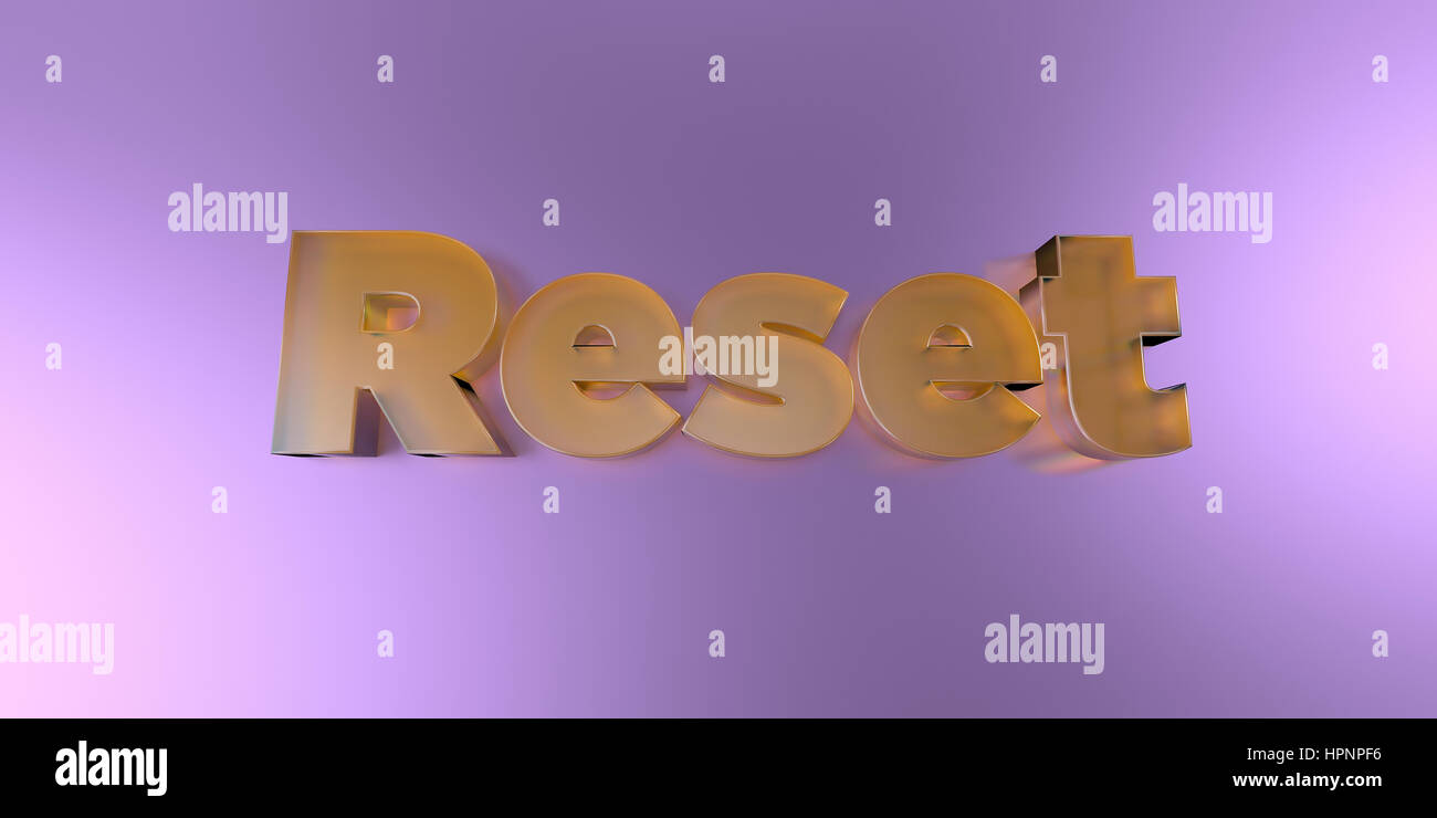 Reset - colorful glass text on vibrant background - 3D rendered royalty ...