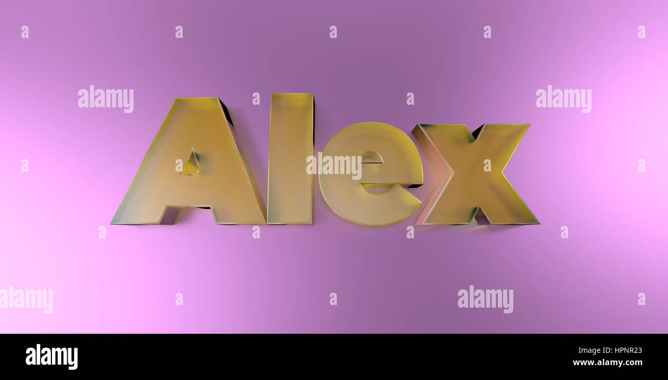 Alex - colorful glass text on vibrant background - 3D rendered royalty ...