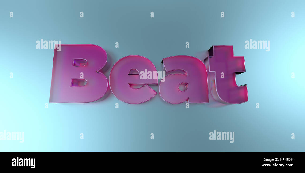 Beat - colorful glass text on vibrant background - 3D rendered royalty ...