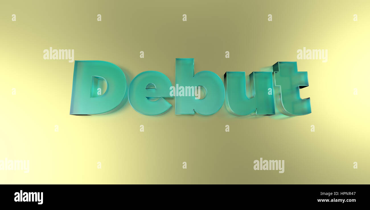 Debut - colorful glass text on vibrant background - 3D rendered royalty ...