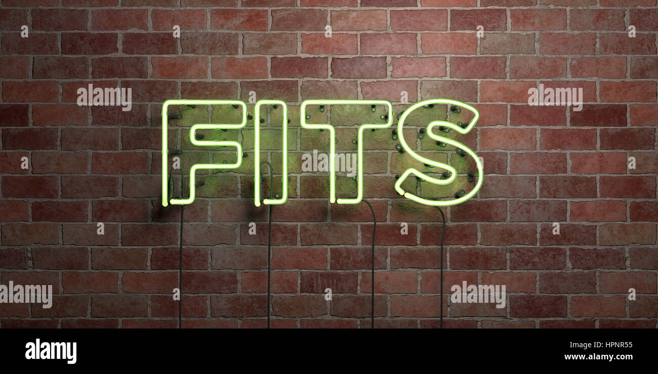FITS - fluorescent Neon tube Sign on brickwork - Front view - 3D ...