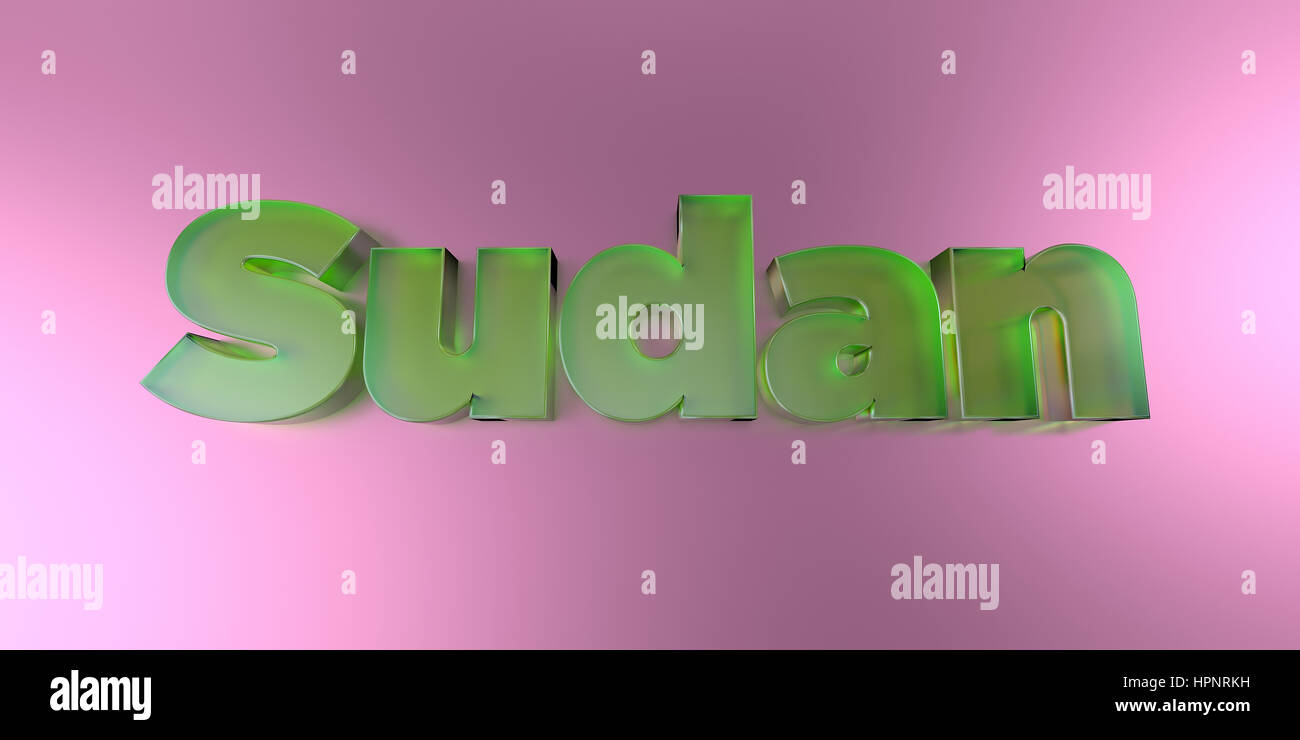 Sudan - colorful glass text on vibrant background - 3D rendered royalty ...