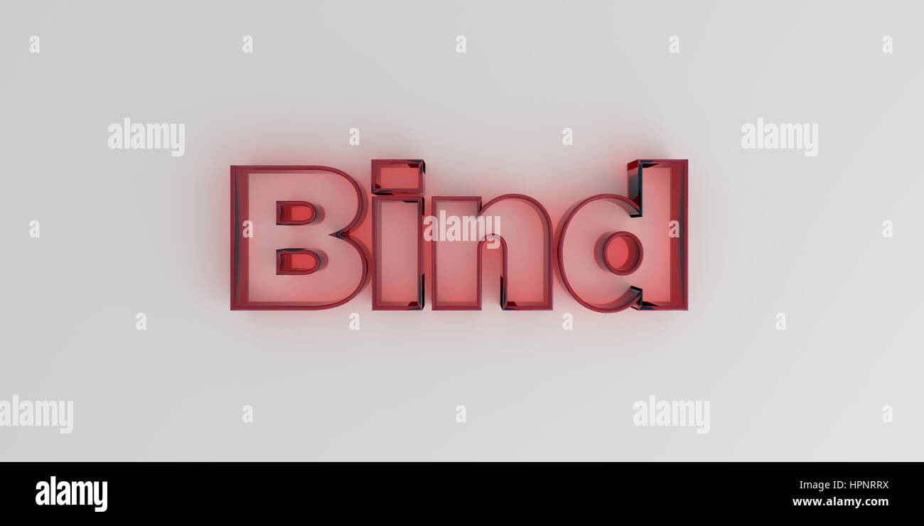 Bind - Red glass text on white background - 3D rendered royalty free ...