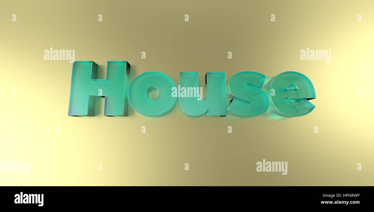 House - colorful glass text on vibrant background - 3D rendered royalty ...