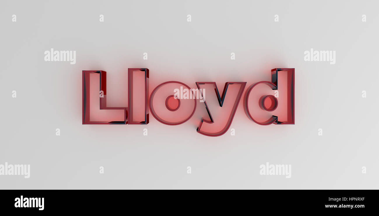 Lloyd - Red glass text on white background - 3D rendered royalty free ...