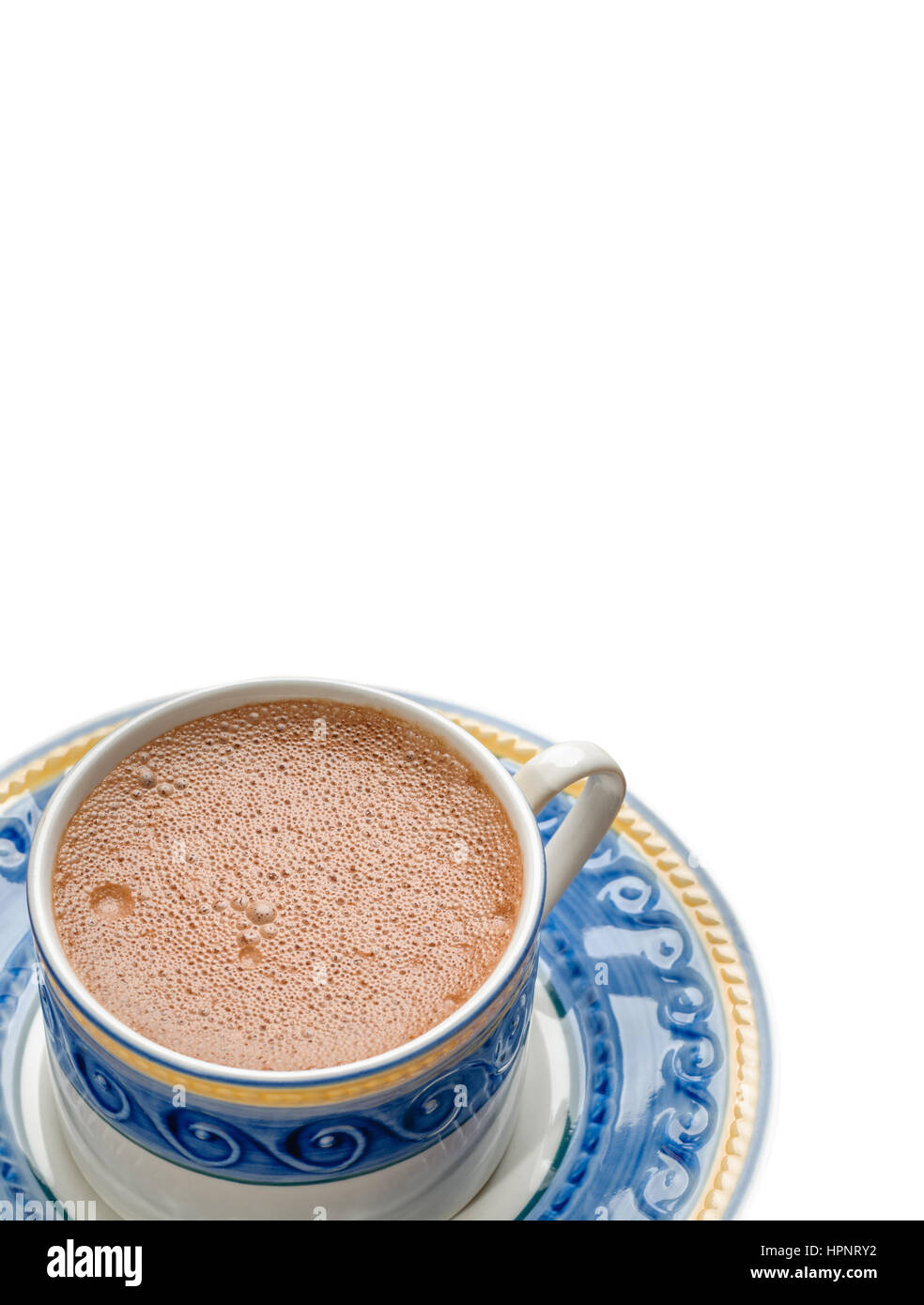 Traditional mexican chocolate cup made with cinnamon isolated on white ...