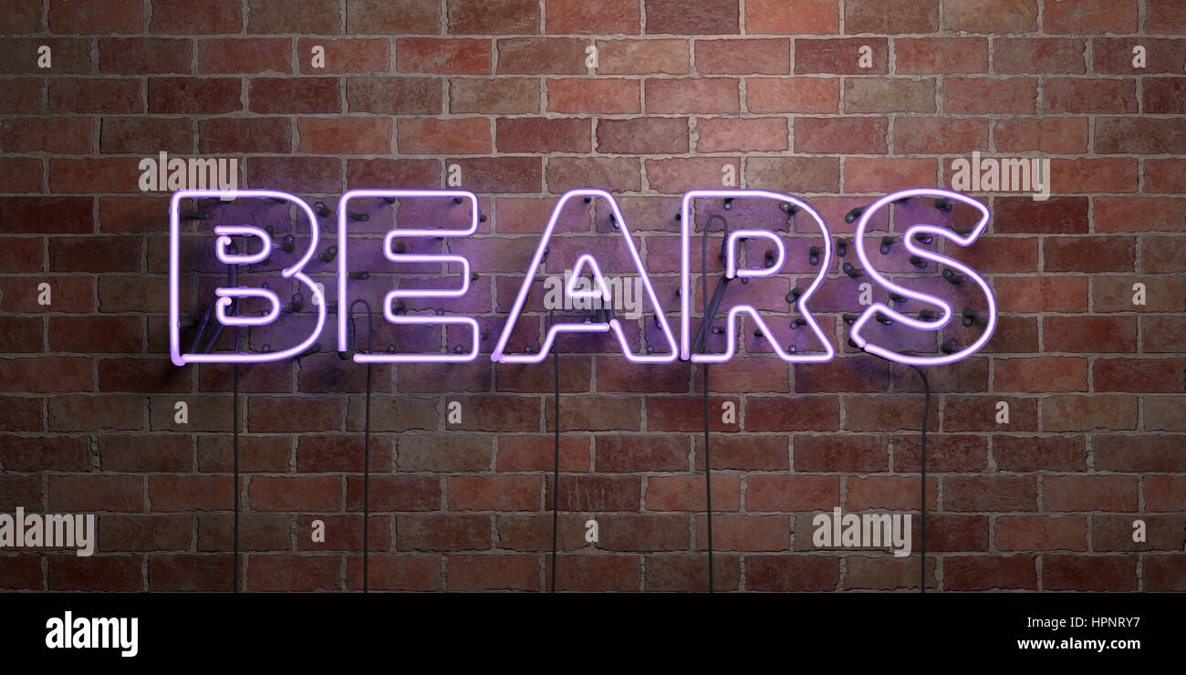 BEARS - fluorescent Neon tube Sign on brickwork - Front view - 3D ...
