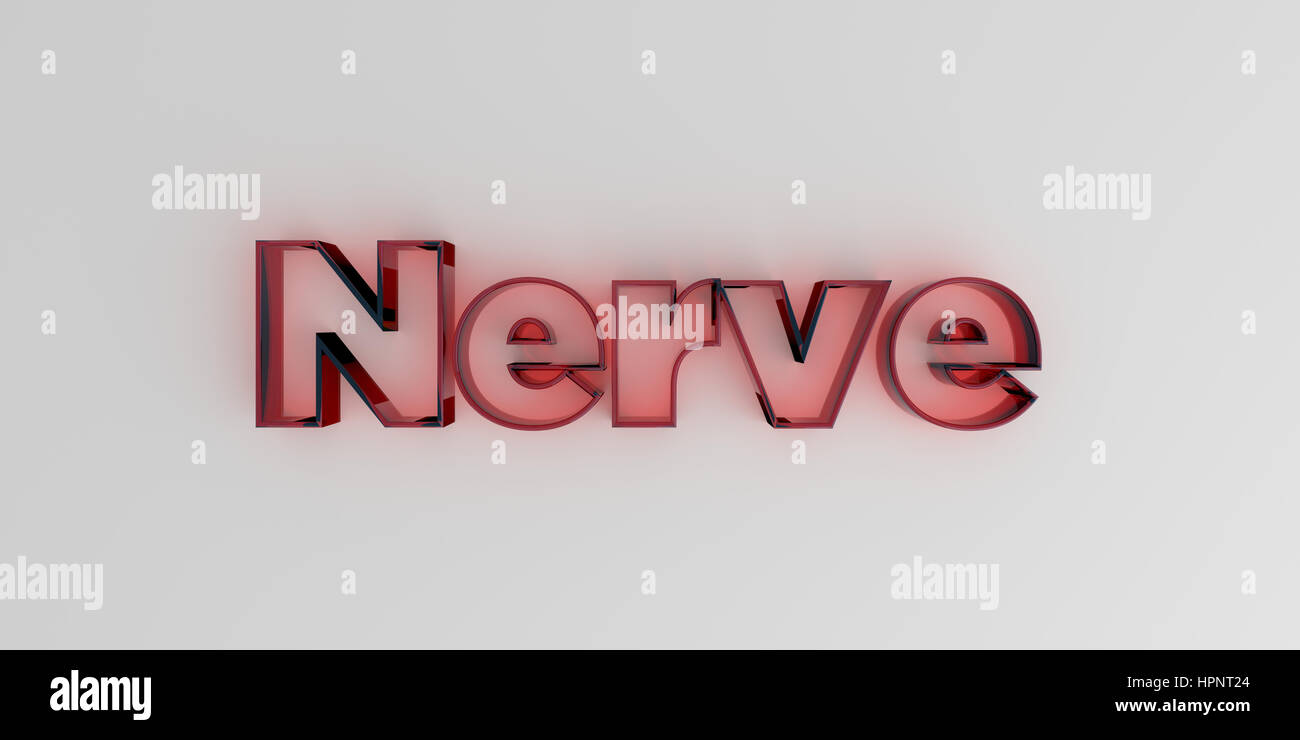 Nerve - Red glass text on white background - 3D rendered royalty free ...