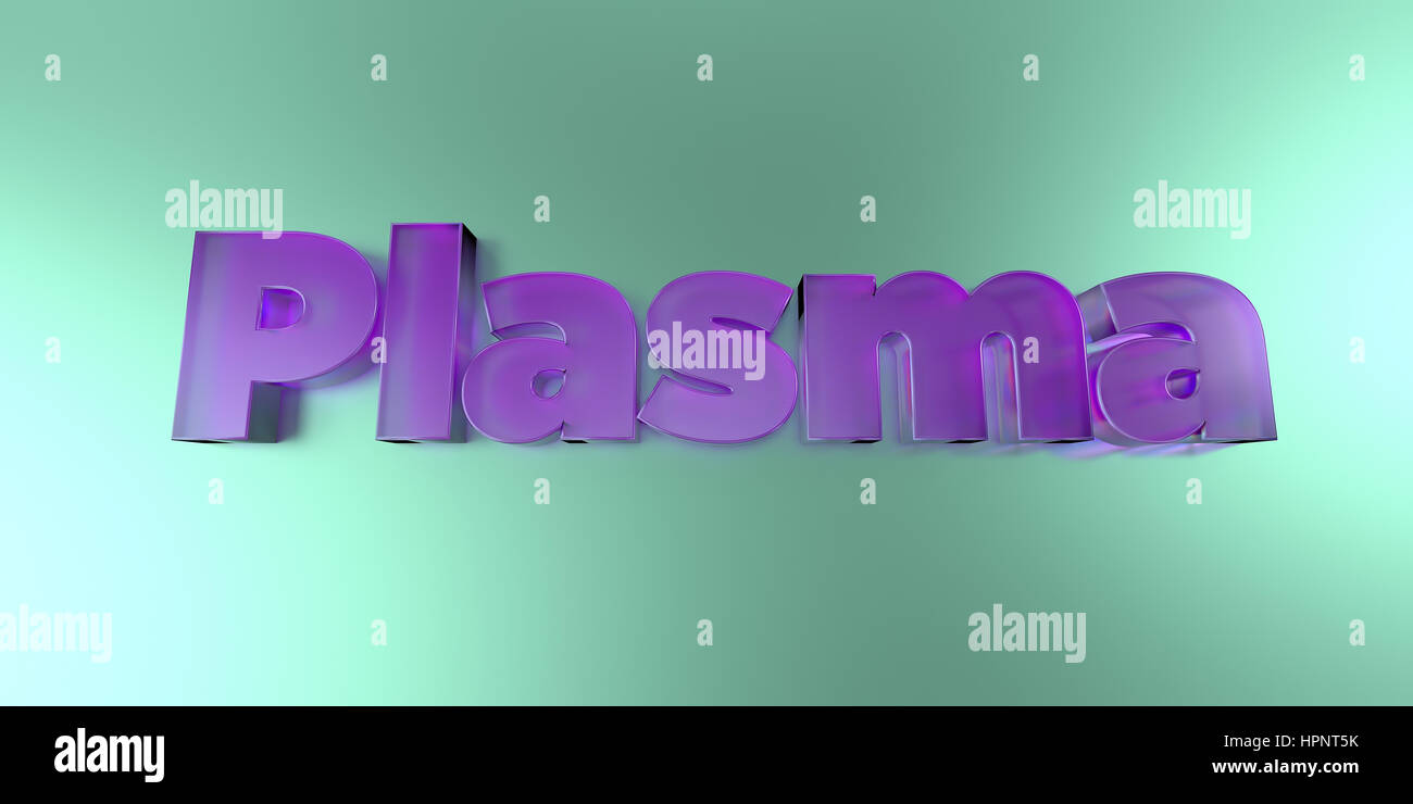 Plasma - colorful glass text on vibrant background - 3D rendered ...