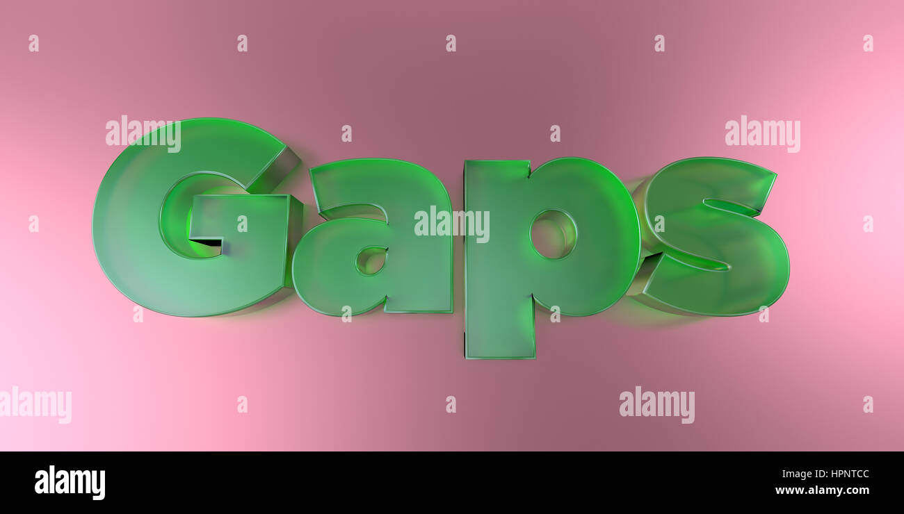 Gaps - colorful glass text on vibrant background - 3D rendered royalty ...