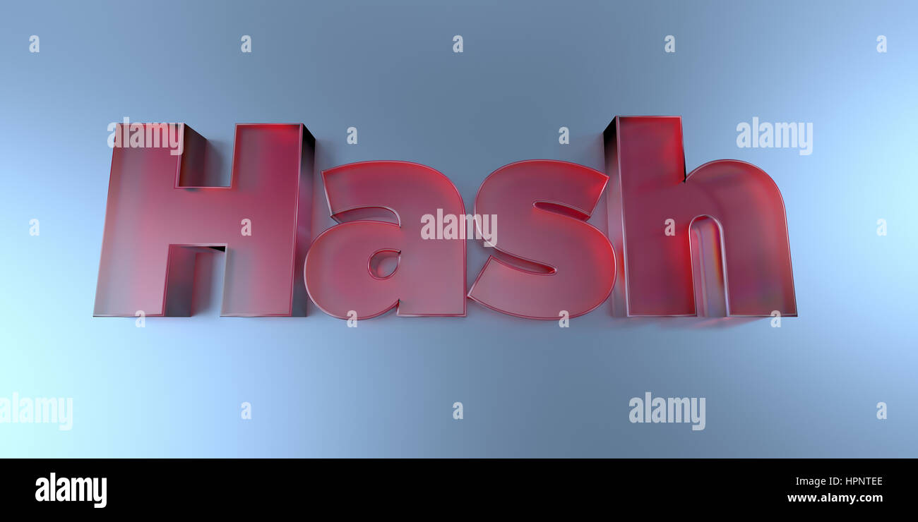 Hash - colorful glass text on vibrant background - 3D rendered royalty ...