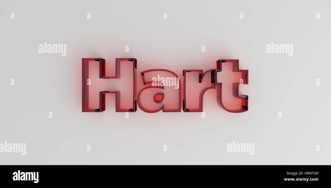 Hart - Red glass text on white background - 3D rendered royalty free ...