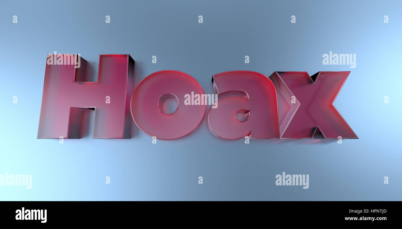 Hoax - colorful glass text on vibrant background - 3D rendered royalty ...