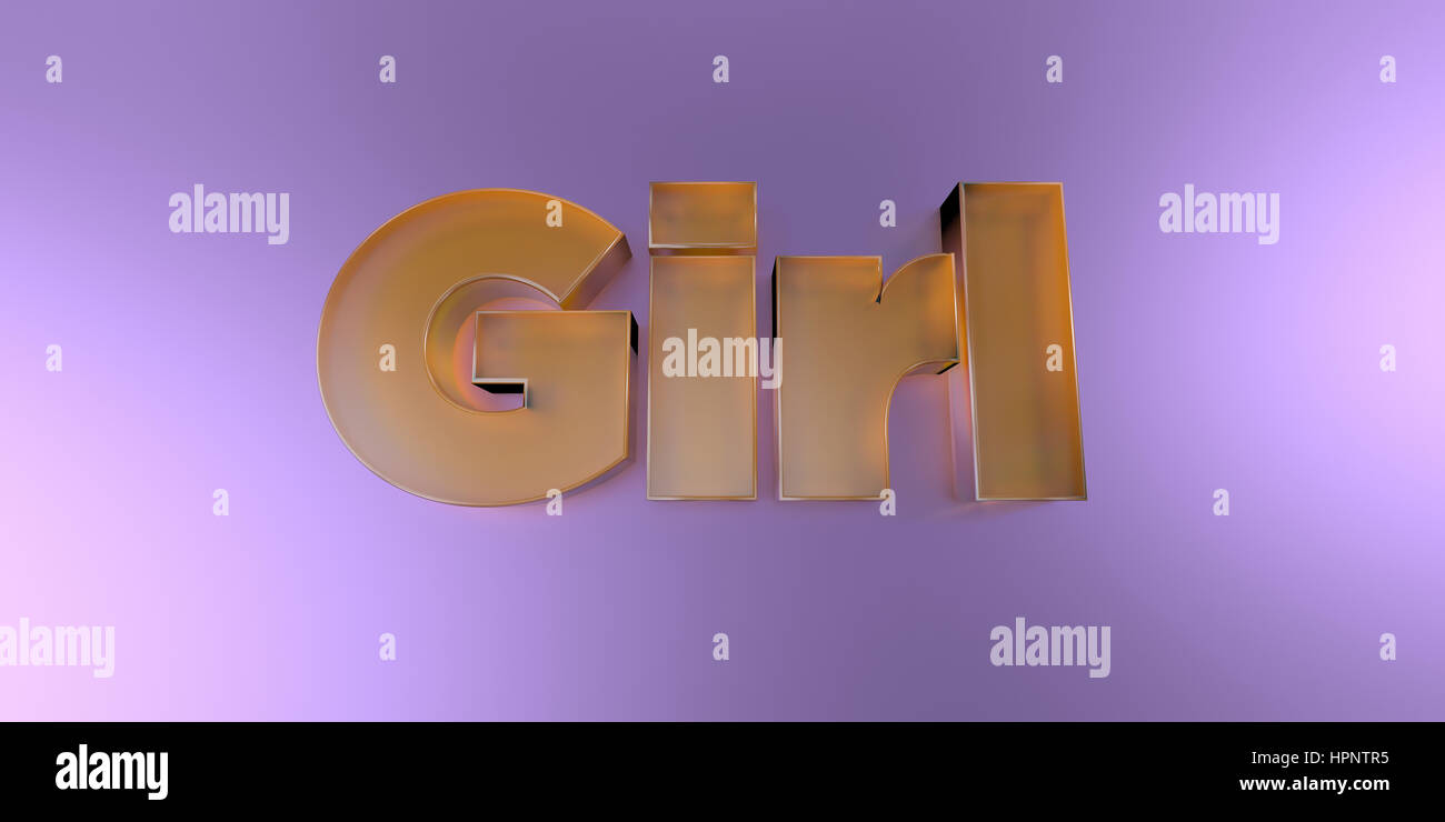 Girl - colorful glass text on vibrant background - 3D rendered royalty ...