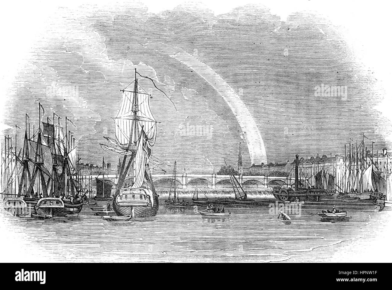 BROOMIELAW BRIDGE over the River Clyde in Glasgow about 1840 Stock ...