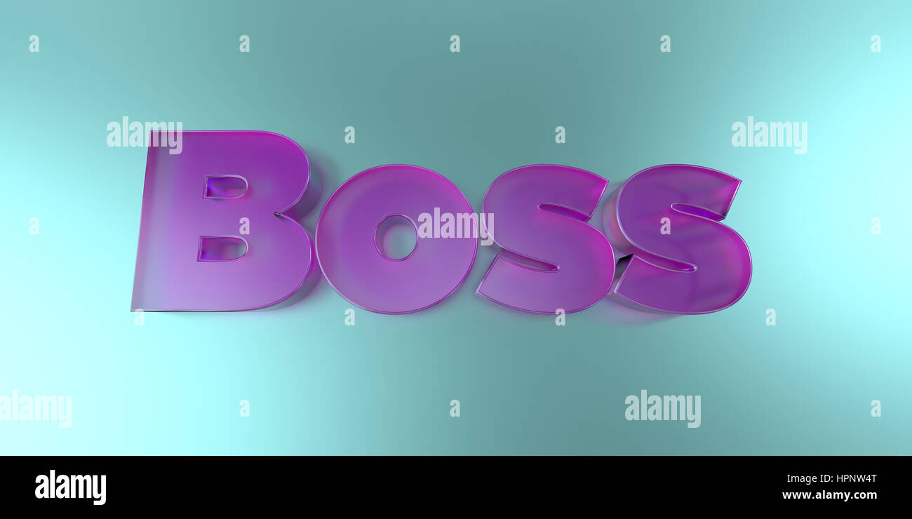 Boss - colorful glass text on vibrant background - 3D rendered royalty ...