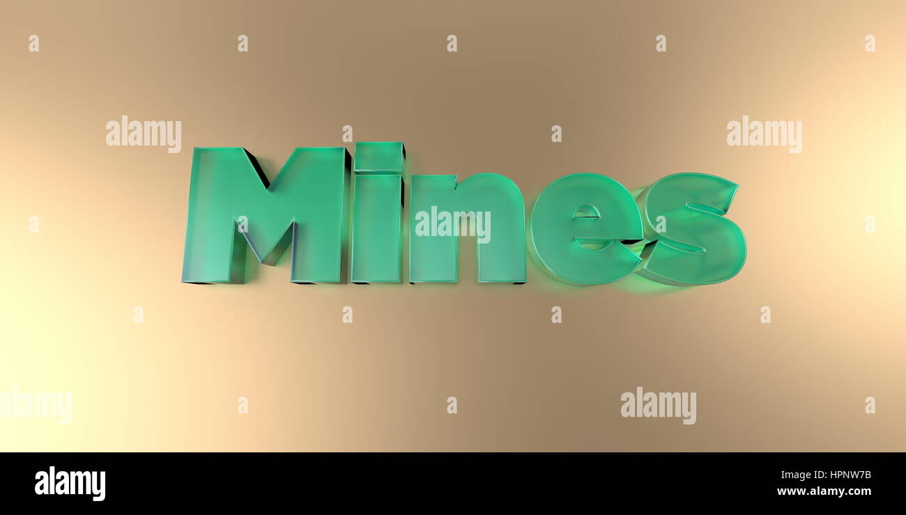 Mines - colorful glass text on vibrant background - 3D rendered royalty ...