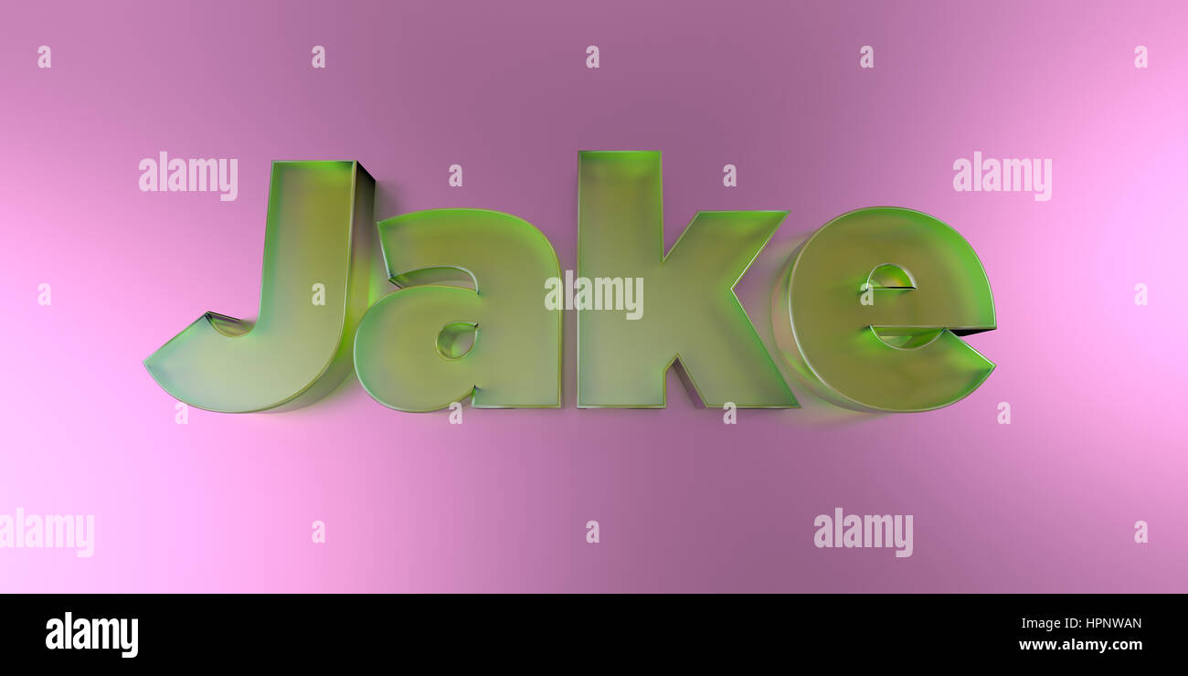 Jake - colorful glass text on vibrant background - 3D rendered royalty ...