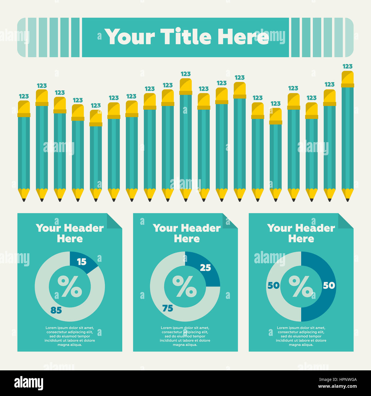 Infographics elements. Bar chart and pie chart Stock Photo - Alamy