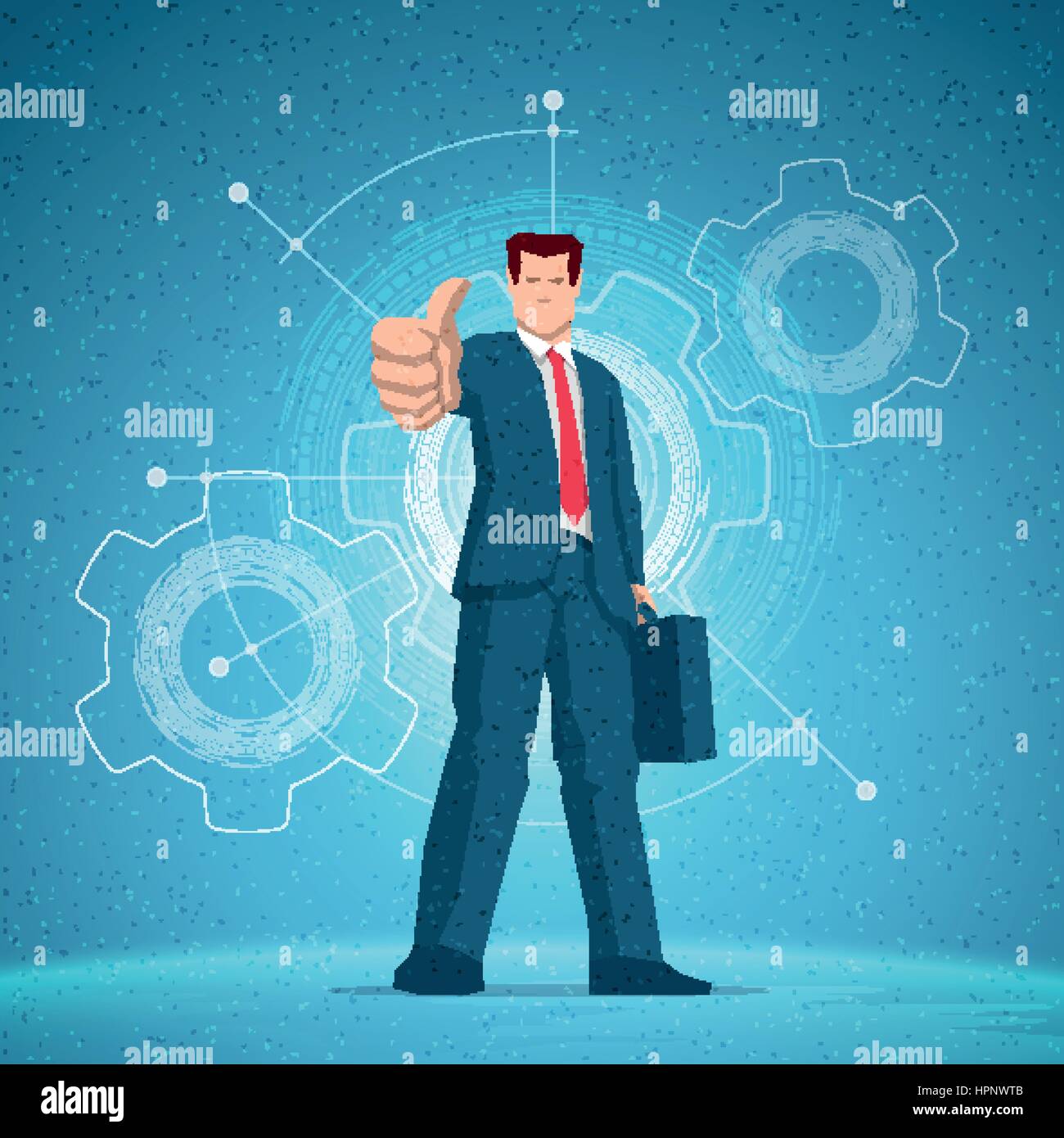 Business concept illustration. Businessmen showing all right, OK hand ...