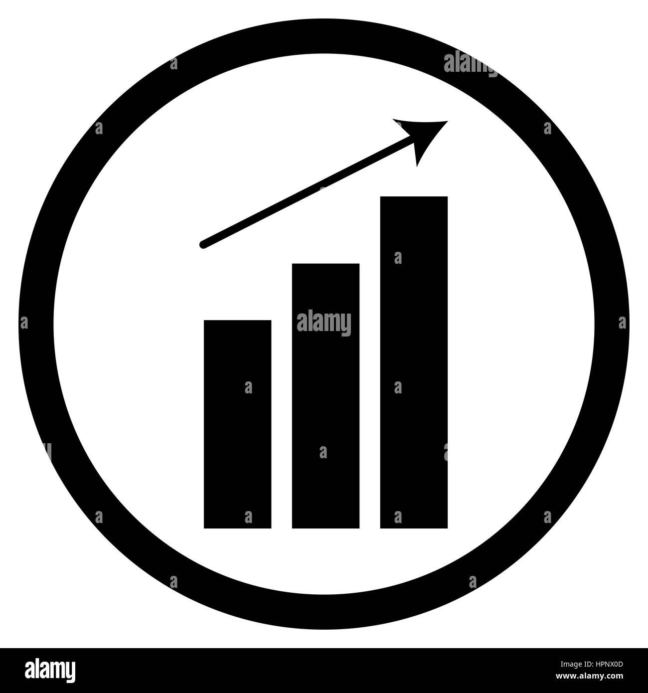 Chart up icon. Emblem simple black economy information, vector ...