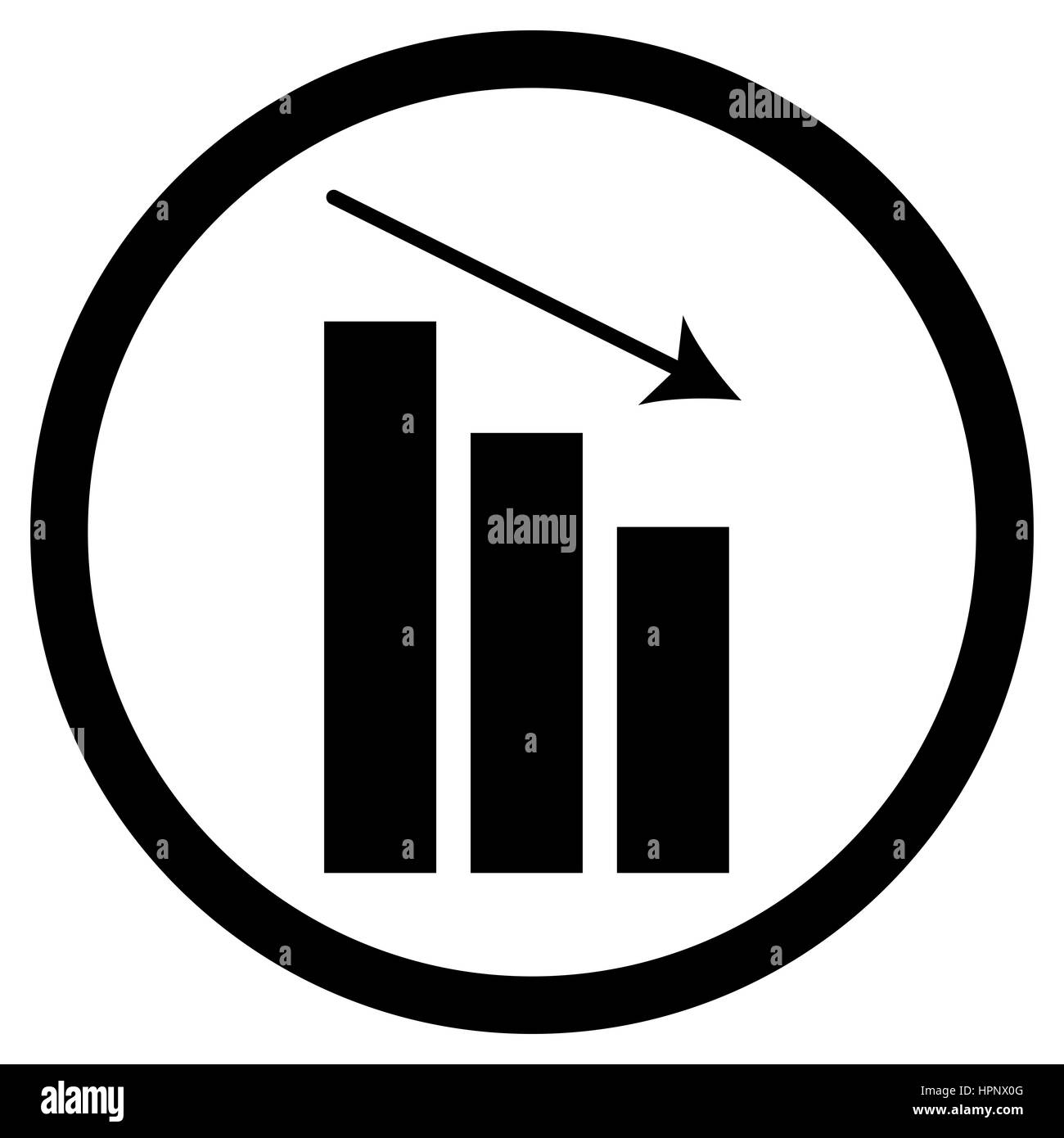 Chart down icon. Finance stock decrease and crash, vector illustration Stock Photo - Alamy
