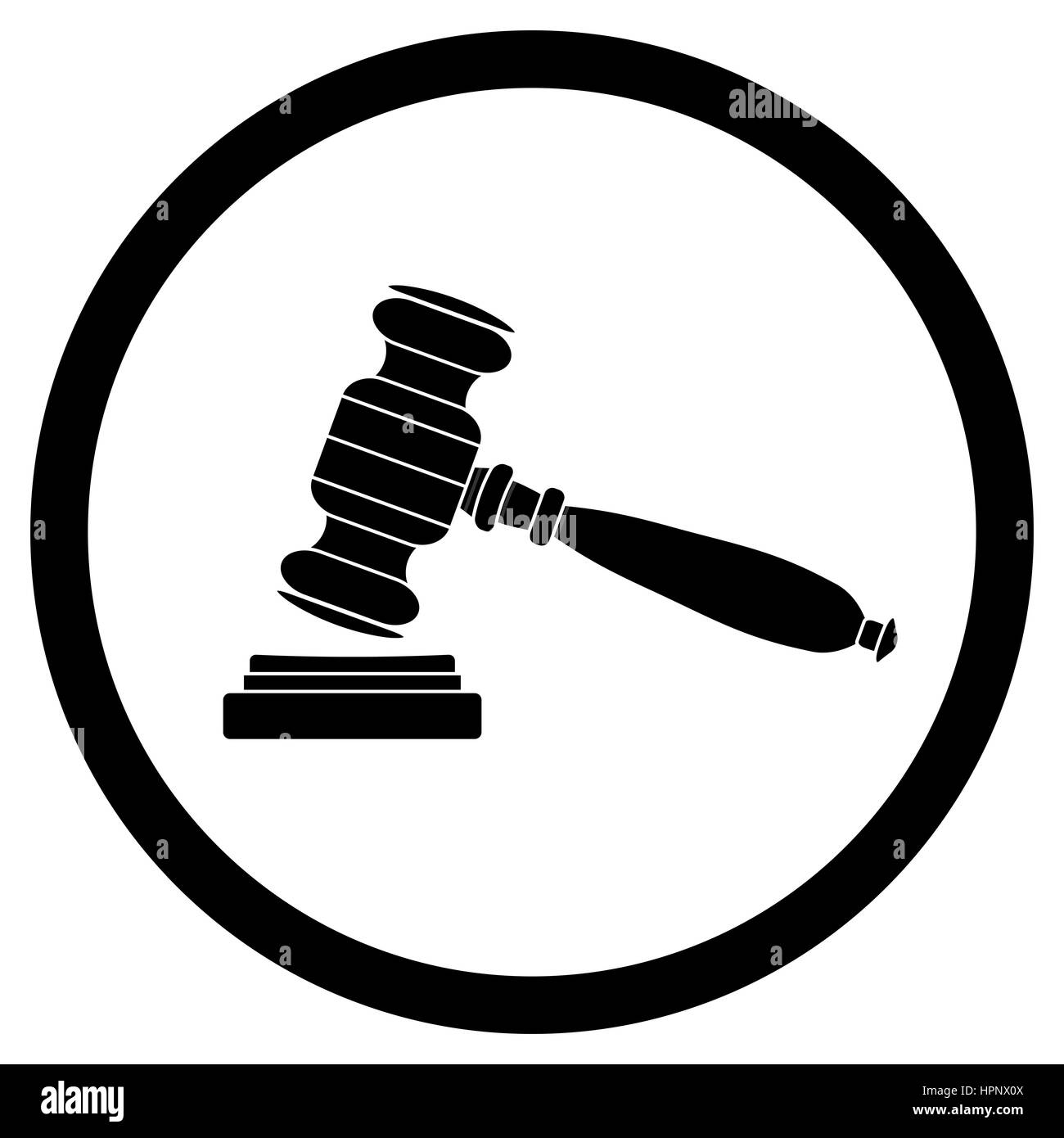 Gavel icon black. Hammer for verdict legislation. Vector illustration ...