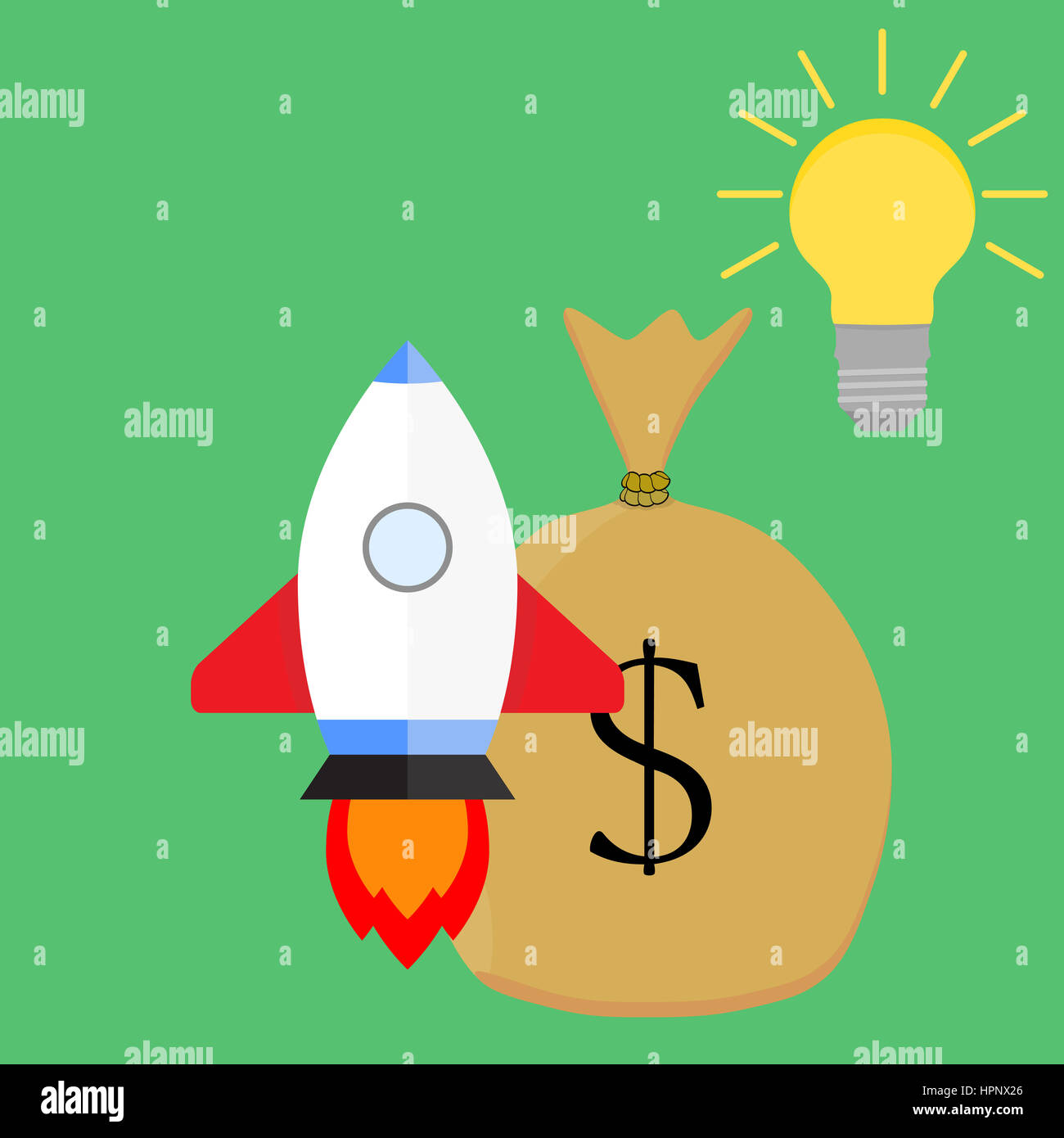 Successful launch start up idea. Rocket start and profit, vector ...