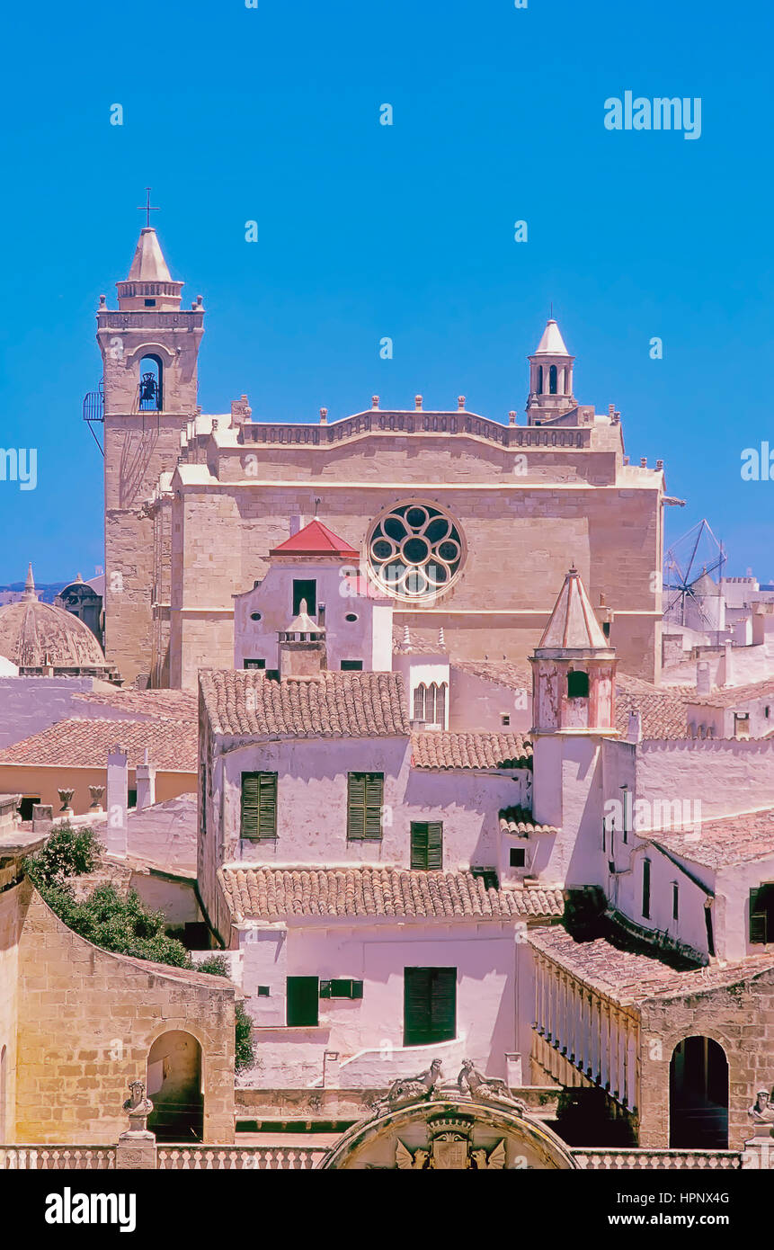 Old centre and cathedral, Ciutadella, Minorca, Balearic Islands, Spain ...
