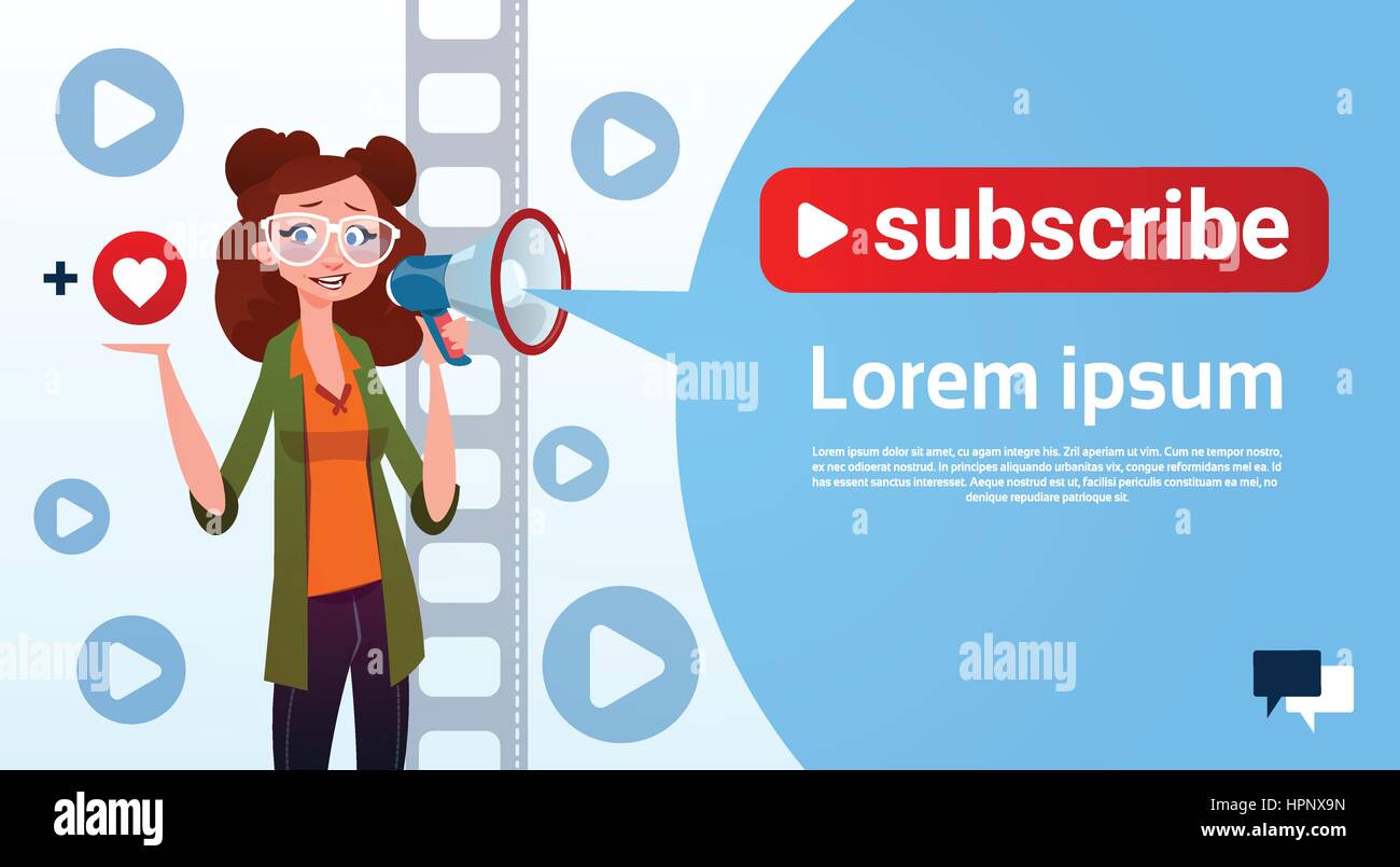 Woman Video Blogger Online Stream Blogging Subscribe Concept Stock ...