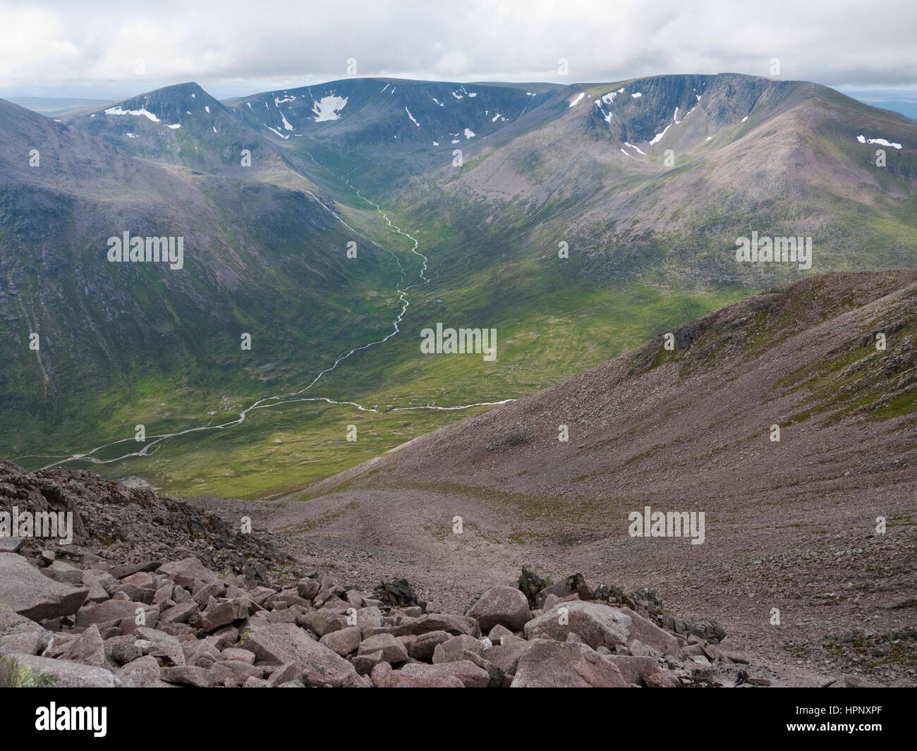 View across the Lairig Ghru from Ben Macdui, showing The Angel'sPeak ...