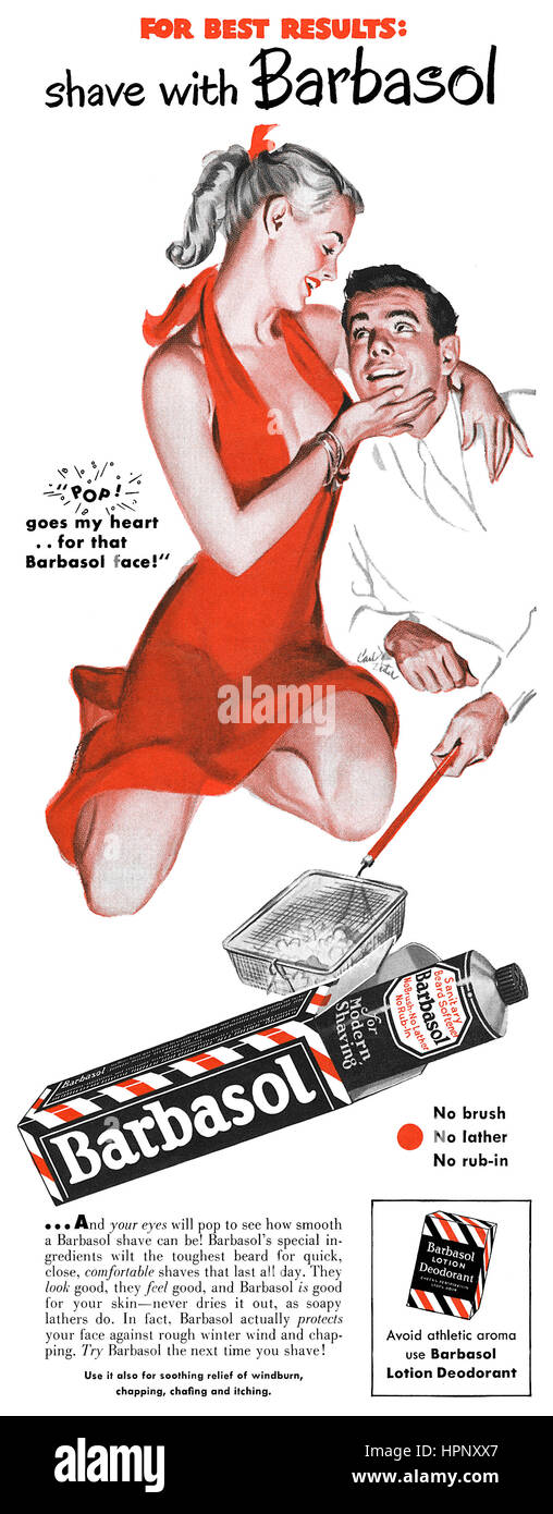 1950 U.S. advertisement for Barbasol Shaving Cream Stock Photo - Alamy 1950 U.S. advertisement for Barbasol Shaving Cream Stock Photo - Alamy
