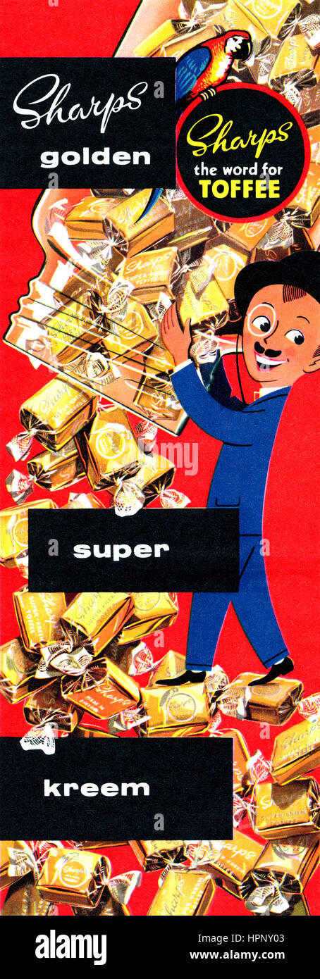 1957 British advertisement for Sharps Toffee Stock Photo - Alamy