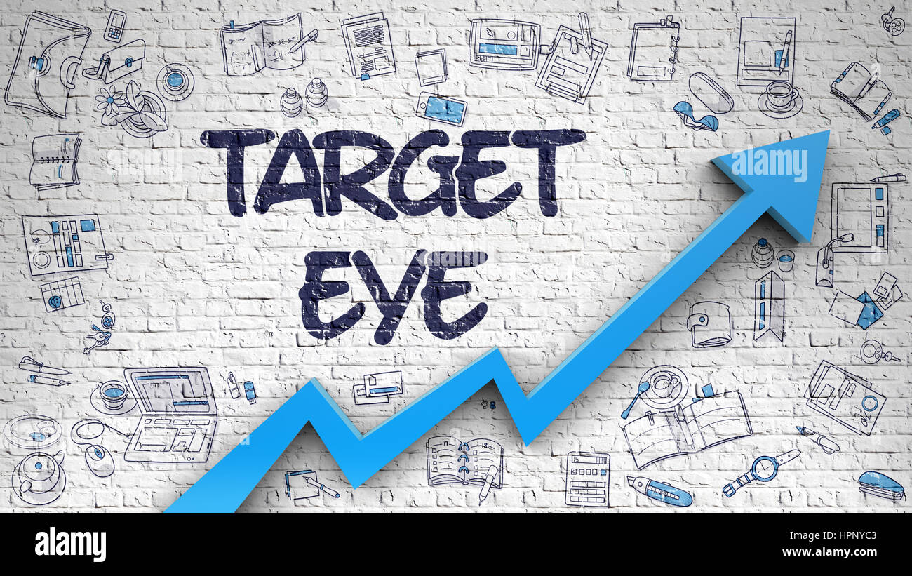 Target Eye Drawn on White Brick Wall Stock Photo - Alamy
