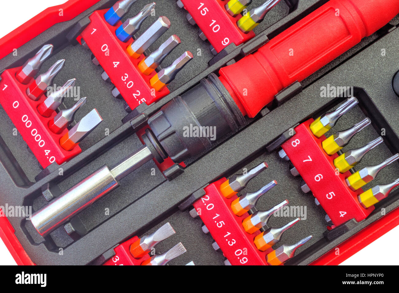Mechanical bit tool set closeup Stock Photo - Alamy