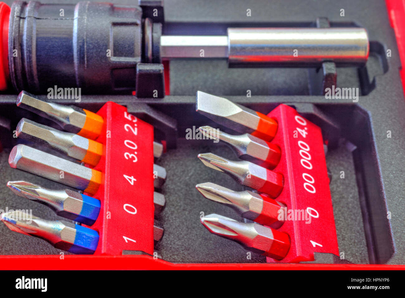 Mechanical bit tool set closeup Stock Photo - Alamy