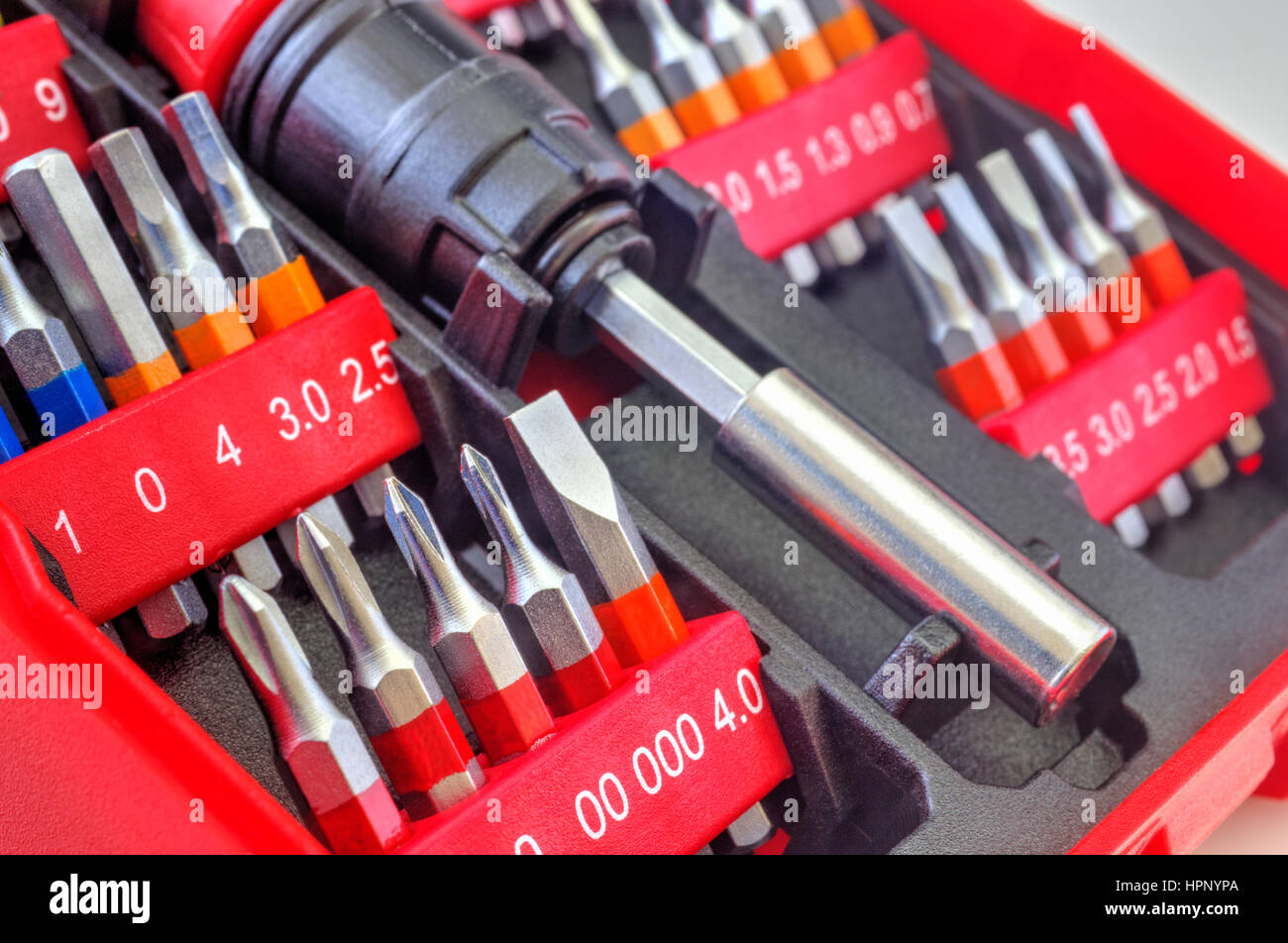 Mechanical bit tool set closeup Stock Photo - Alamy