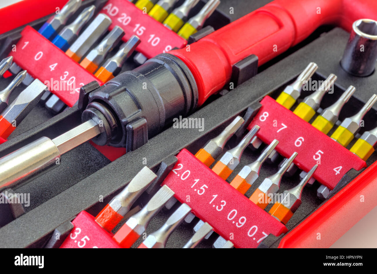 Mechanical bit tool set closeup Stock Photo - Alamy