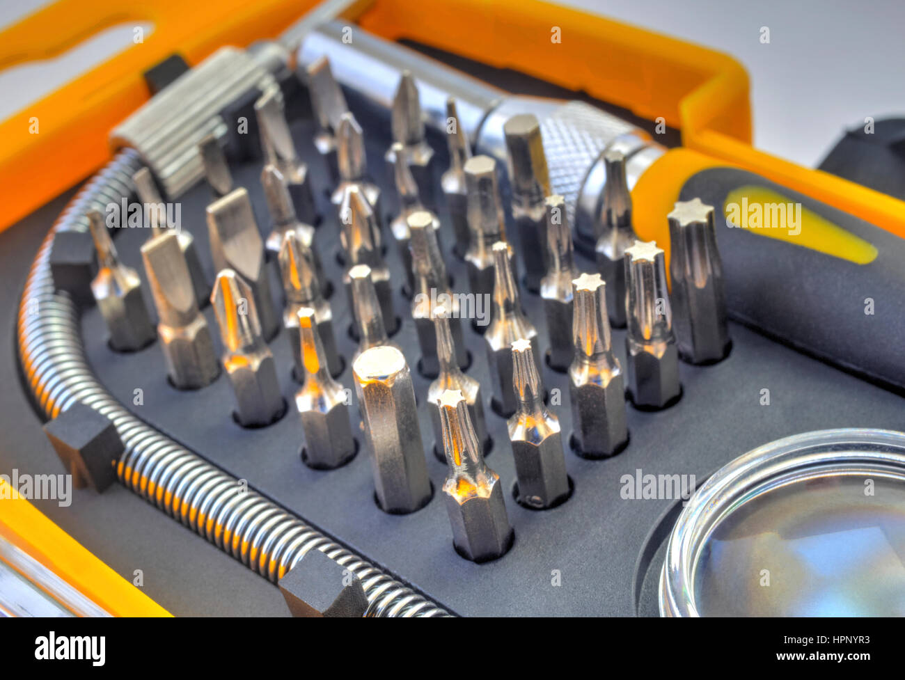 Mechanical bit tool set closeup Stock Photo - Alamy