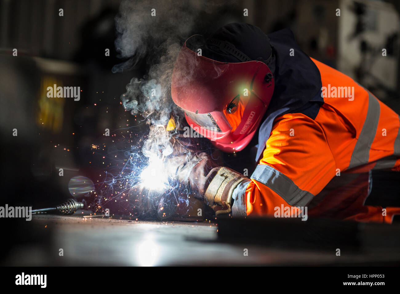 Apprentice Welder at Work at British Steel Stock Photo - Alamy