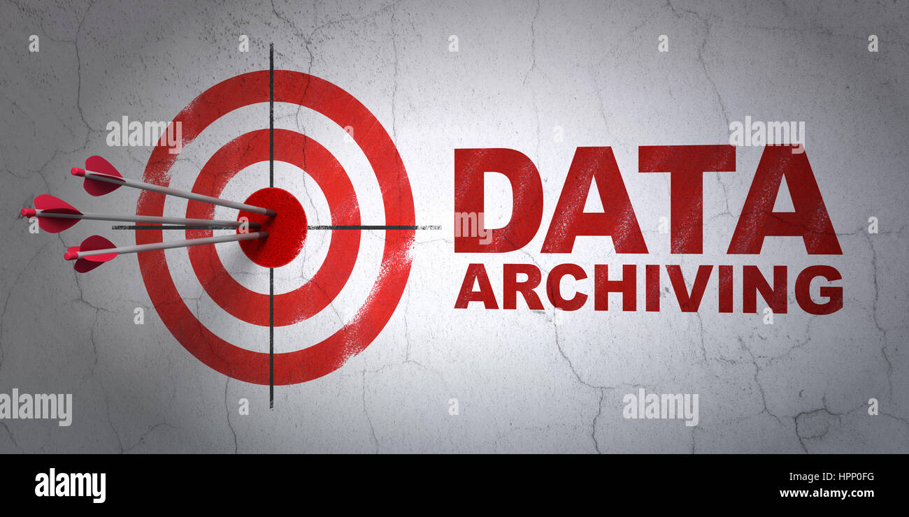 Information concept: target and Data Archiving on wall background Stock ...