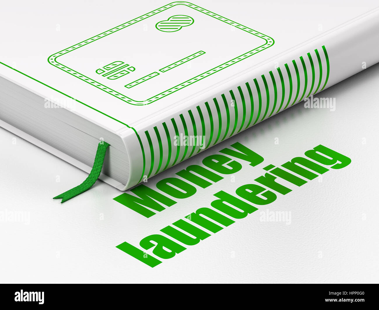 Money concept: book Credit Card, Money Laundering on white background ...