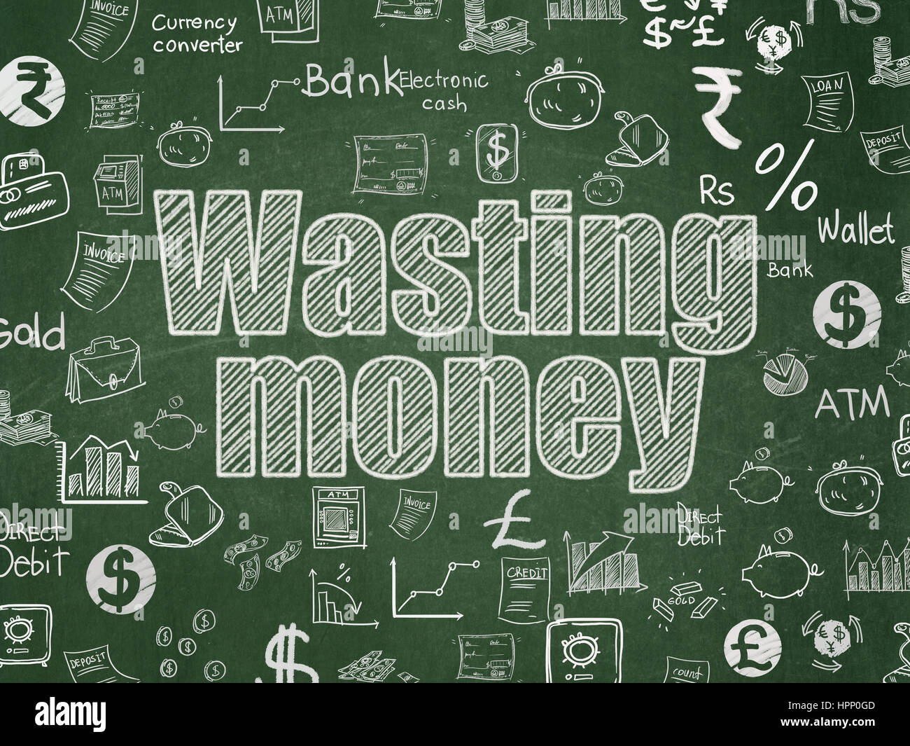 Banking concept: Wasting Money on School board background Stock Photo ...