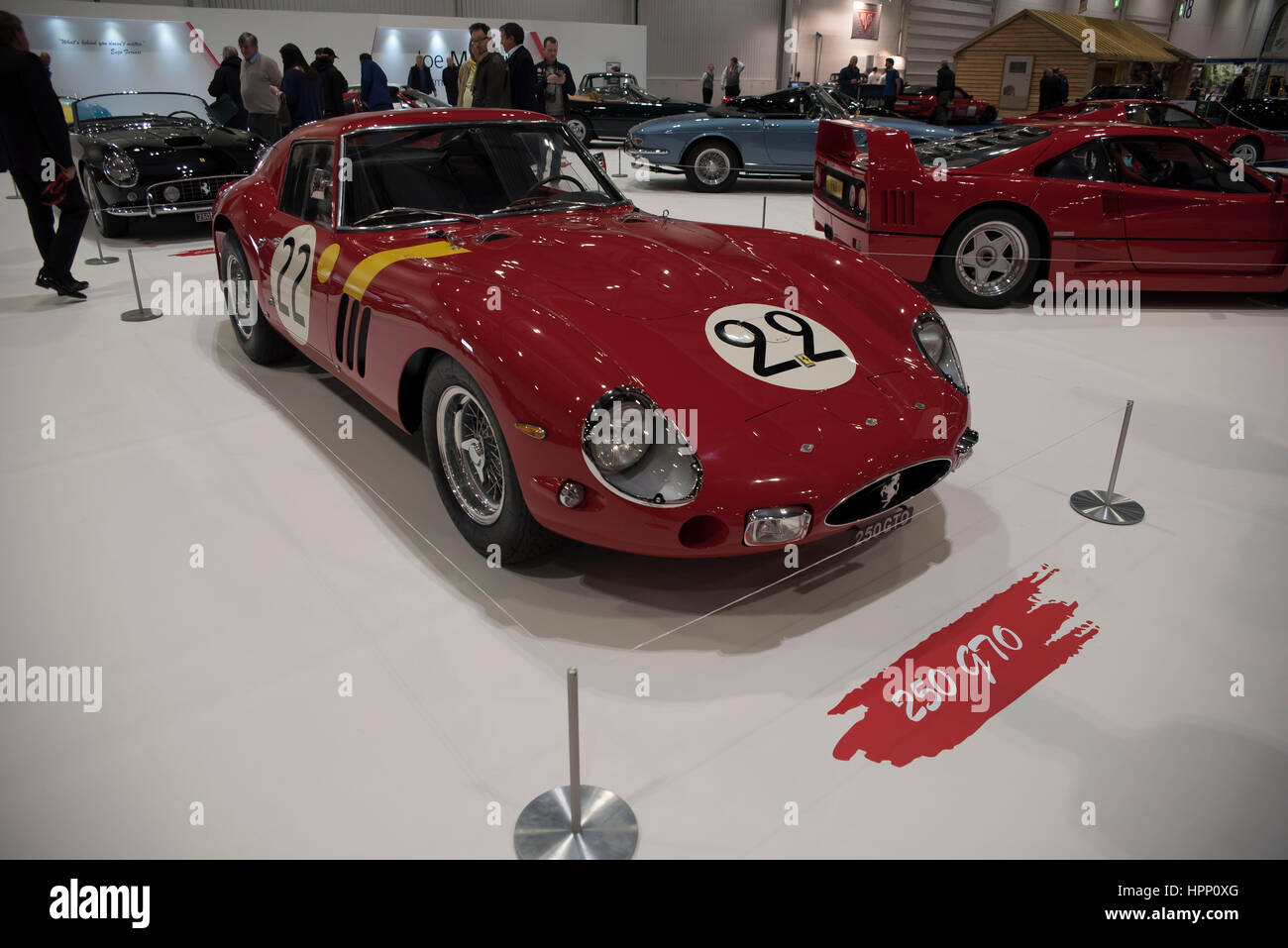 London, UK. 23rd Feb, 2017. Vintage and new sports cars are displayed ...