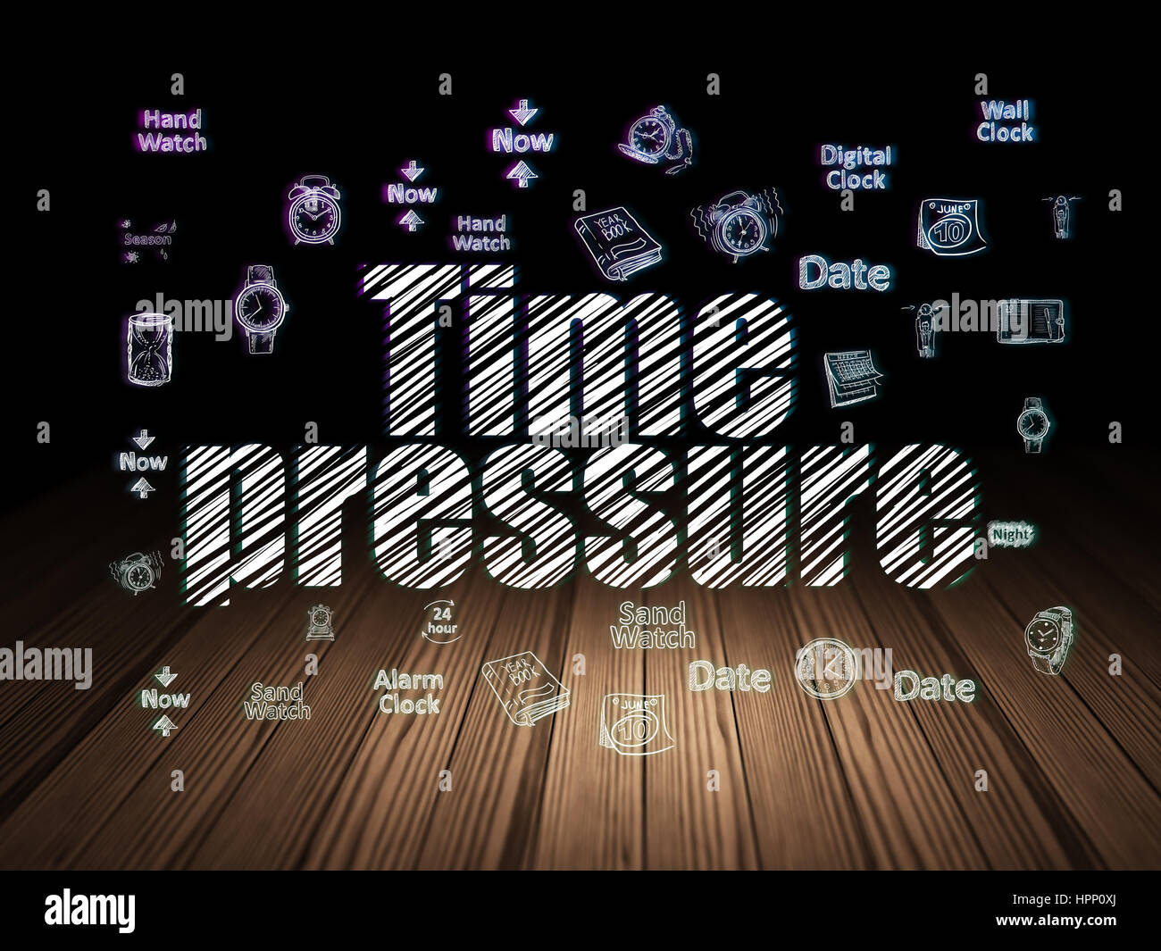 Timeline concept: Time Pressure in grunge dark room Stock Photo - Alamy