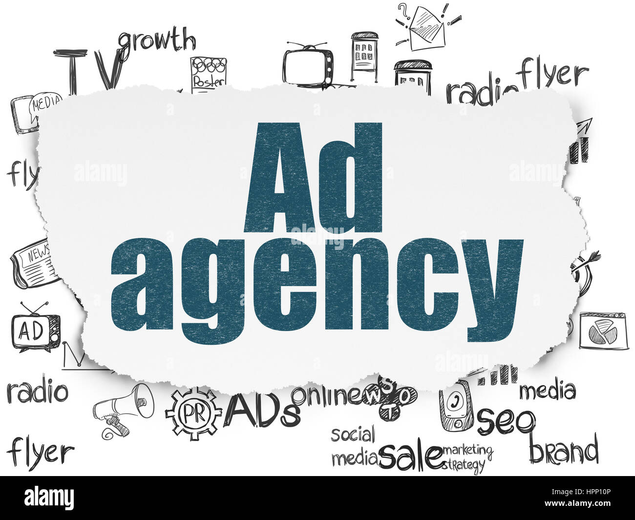 Advertising concept: Ad Agency on Torn Paper background Stock Photo - Alamy