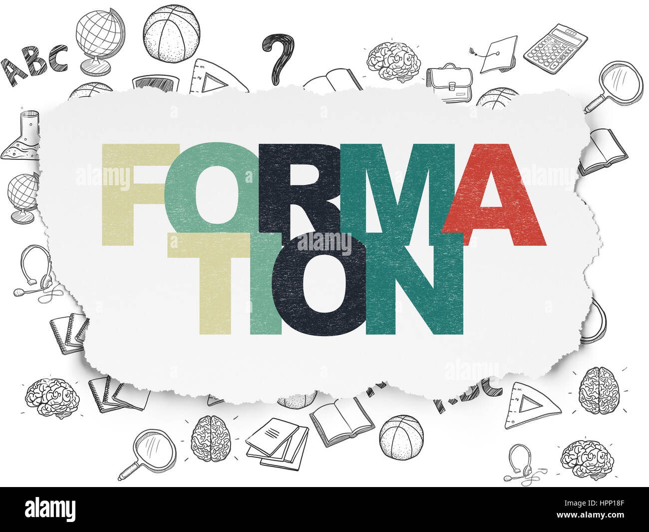 Education concept: Formation on Torn Paper background Stock Photo - Alamy