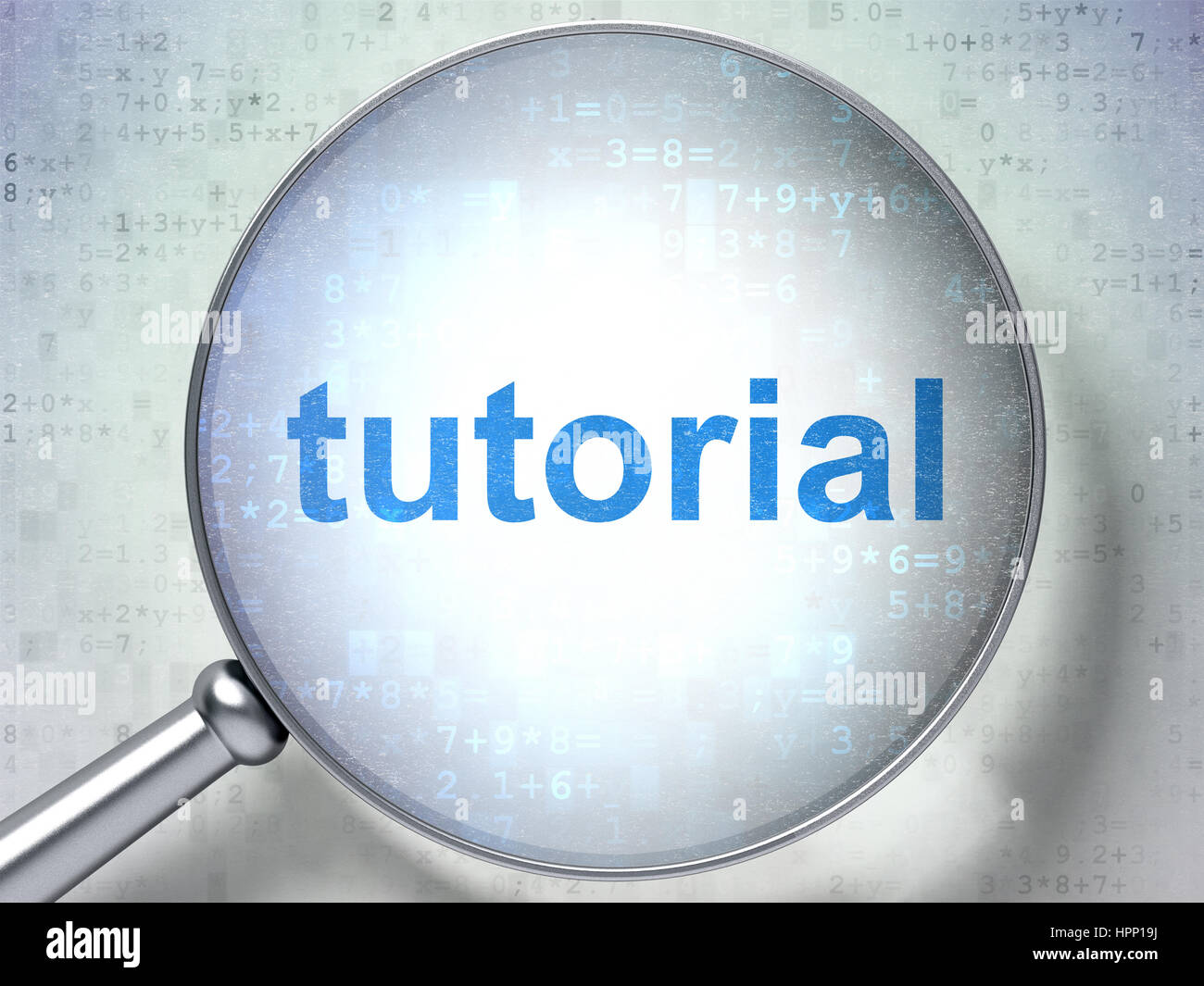 Studying concept: Tutorial with optical glass Stock Photo - Alamy