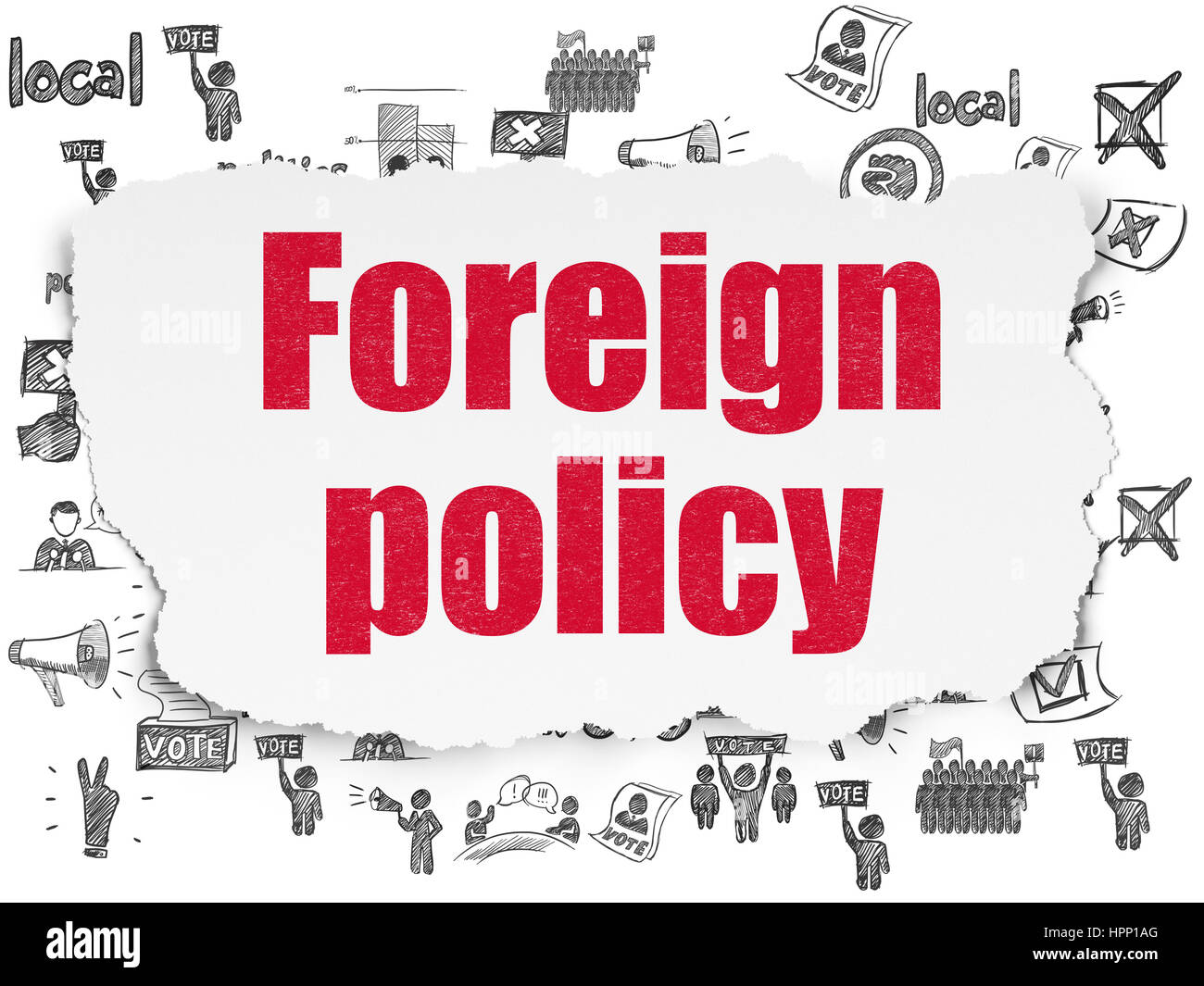 Political concept: Foreign Policy on Torn Paper background Stock Photo ...