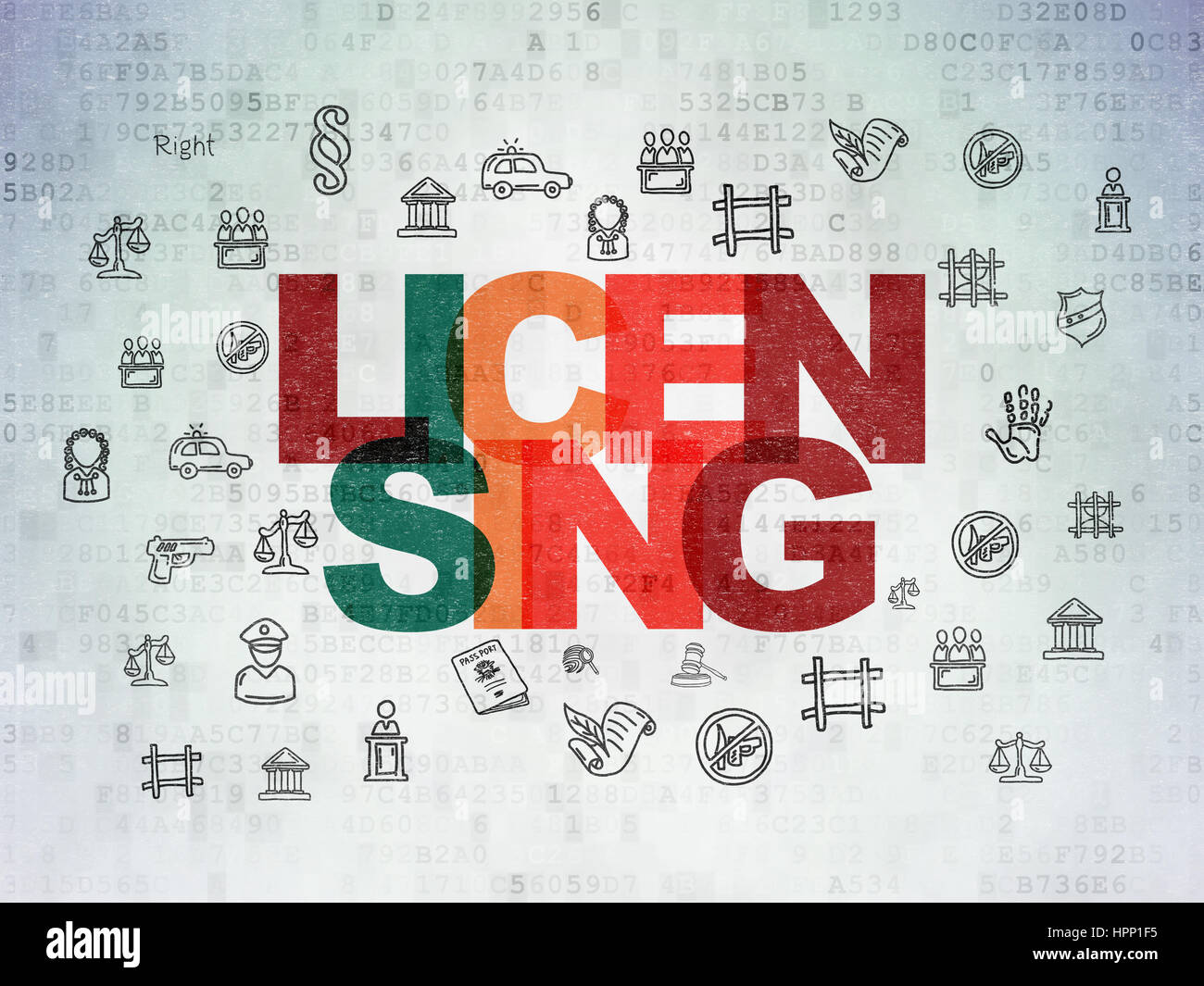 Law concept: Licensing on Digital Data Paper background Stock Photo - Alamy